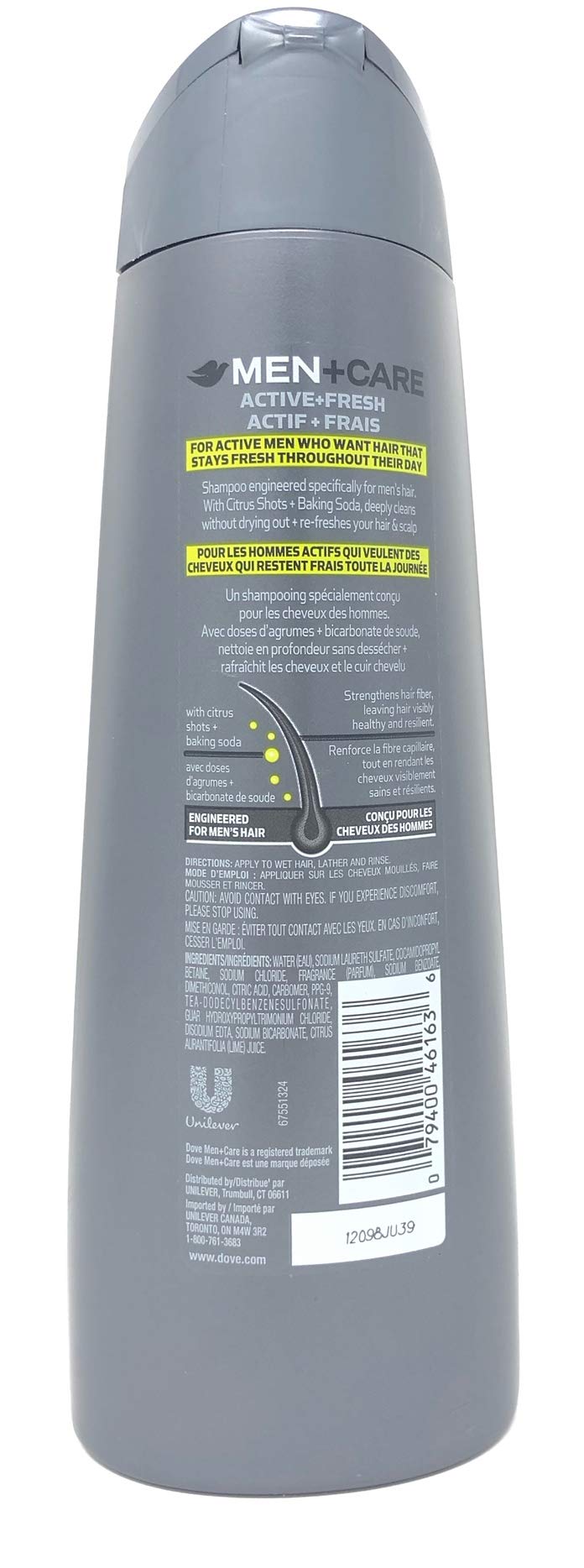 Dove Men+Care 2-in-1 Shampoo and Conditioner, Sportcare Active Fresh, 12 oz (Pack of 2)2