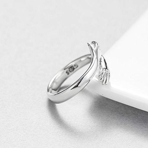 4 Pieces Hugging Hands Rings Gold Silver Hands Embrace Open Rings Adjustable Couple Hug Rings Romantic Lover Wedding Ring Jewelry Gifts-Silver