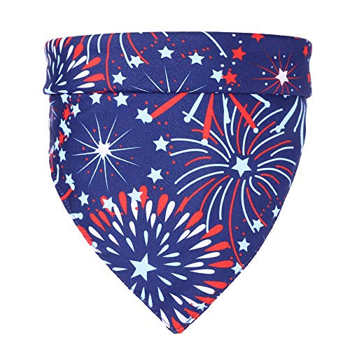 Yunison 5 Packs 4th of July Dog Bandanas Reversible Scarfts American Flag Independence Day Fireworks Pet Scarfs, Cat Bandanas for Small Medium Large Pets