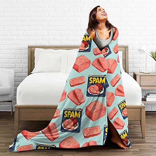 Zblin Spam Pattern Blue Throw Boutique Blankets Soft Comfortable Plush Microfiber Flannel Blanket 50"X40"Inch