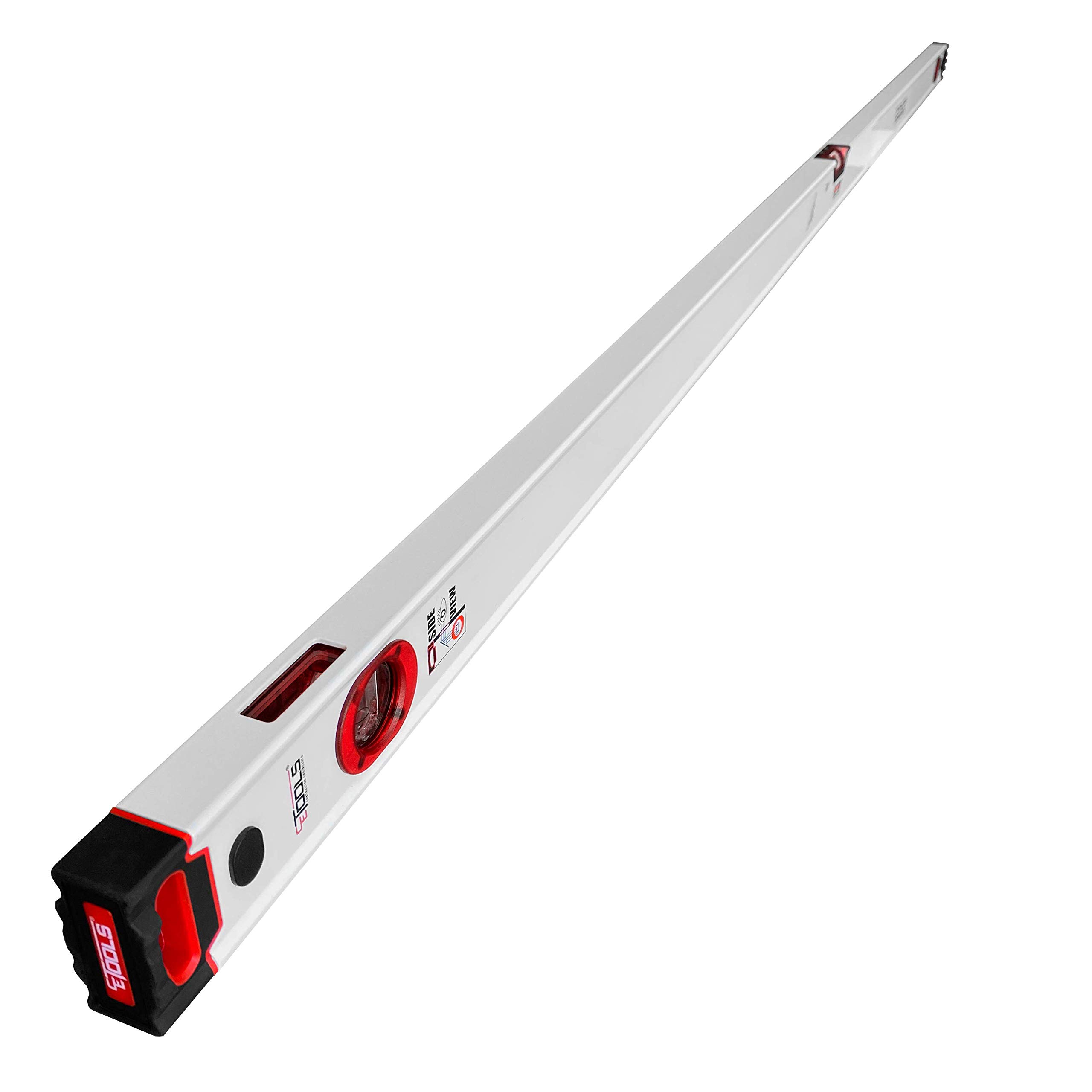 CE Tools 72 Inch Red Edge Level - 6 Foot Level Tool with Shock-Proof Vial, Milled Bottom, and Robust End Caps, Aluminum