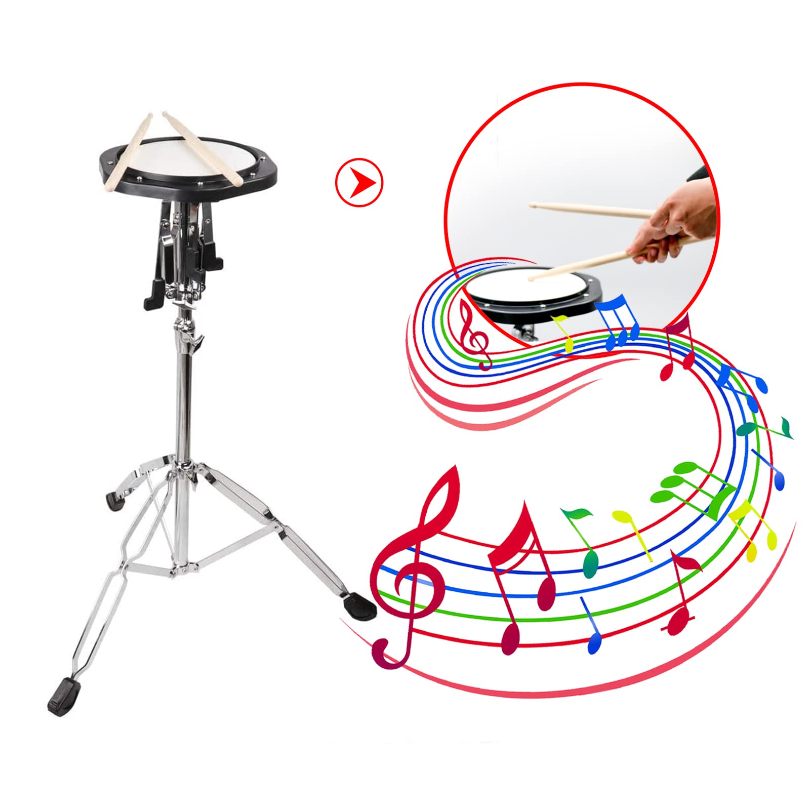 VACHAN 32 Notes Glockenspiel Bell Kit Professional Xylophone for Adult Beginner Students with 8'' Drum Practice Pad,Adjustable Music Stand,Glockenspiel Stick,Drum sticks and Carrying Bag