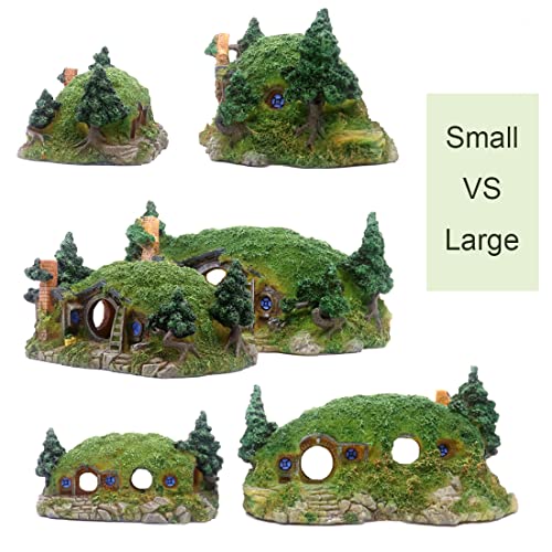 Ulifery Hobbit House Fish Tank Decorations, Natural Aquarium Ornament Cave Reptile Hole Shelter for Betta Hiding/Miniature Garden, Small