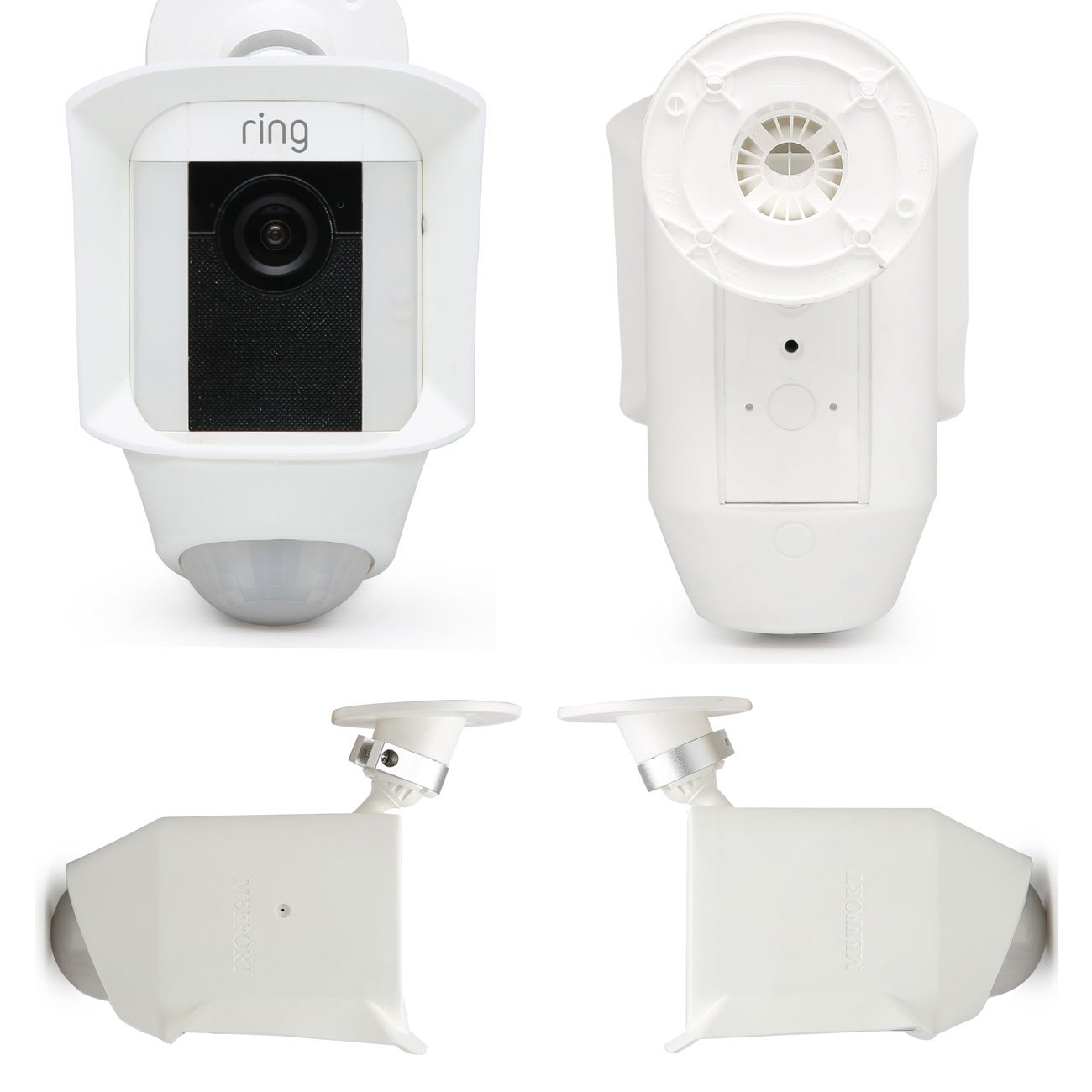Silicone Skin Case Cover Compatible with Ring Spotlight Cam Battery or Solar, Offer Sun Glare UV Weather Protection & Disguise Spot Light Security Camera - White