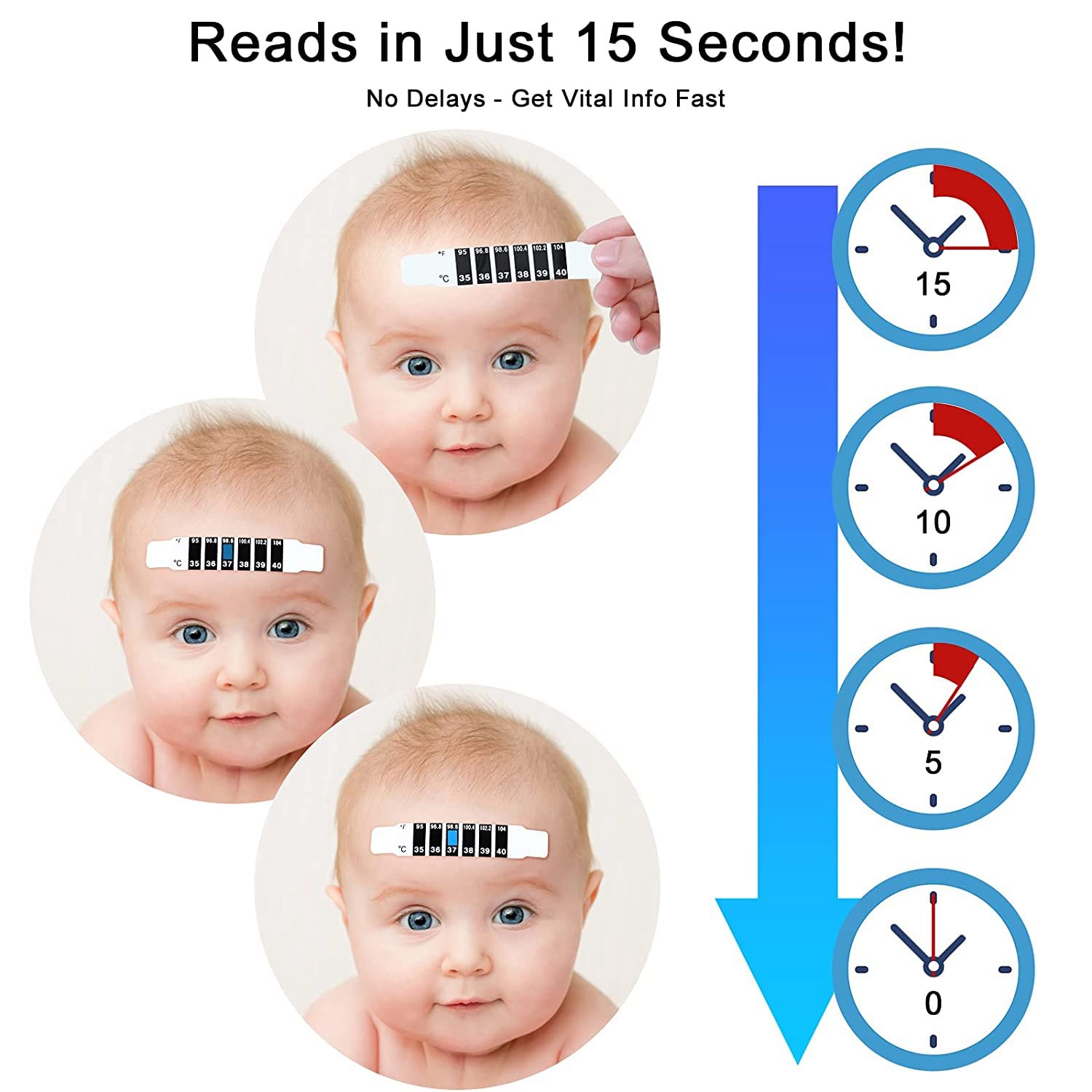 30 Pcs Forehead Thermometer Strips Adhesive Thermometer Strips Reusable Thermometer Discoloration Sticker