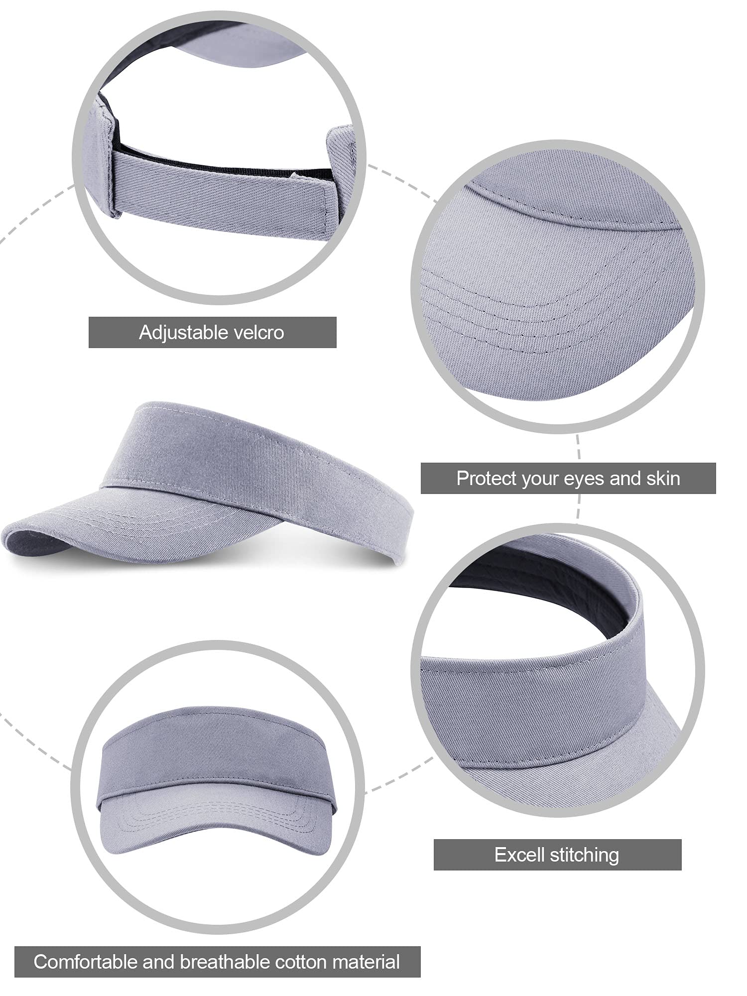 4 Pieces Kids Sports Sun Visor Hats Empty Top Baseball Cap Running Tennis Hats (Red, Light Gray, Navy Blue, Black)