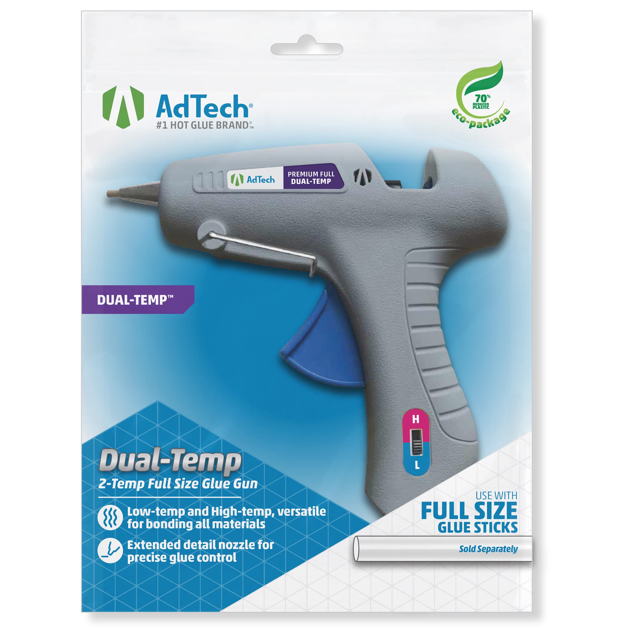 AdTech 0453 2-Temp Dual Temperature Hot Glue Gun Full Size, light gray 7.75 x 2.25 x 10.5 inchs