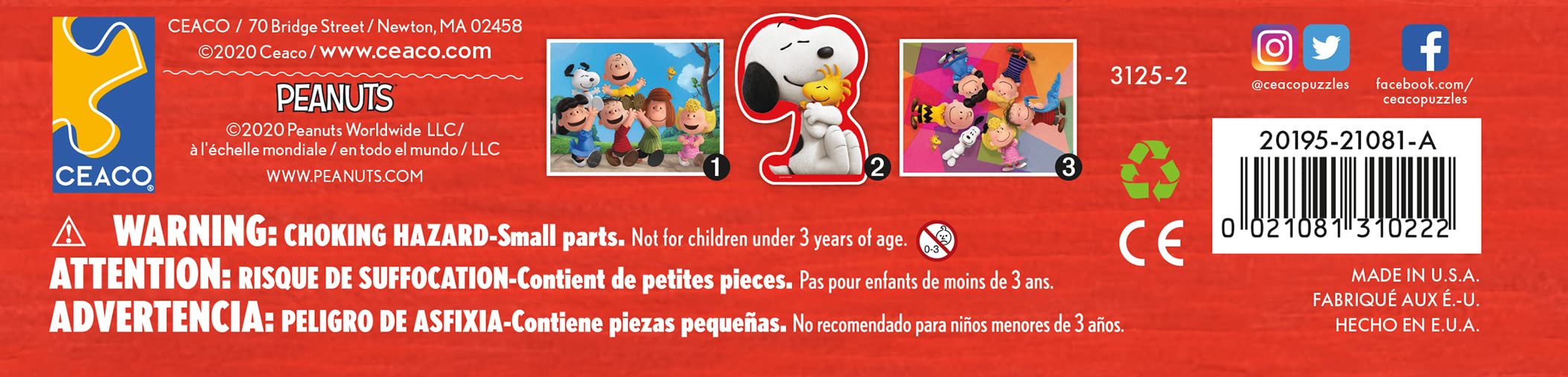 Ceaco - 3 in 1 Multipack - Peanuts - (3) 48 Piece Jigsaw Puzzles