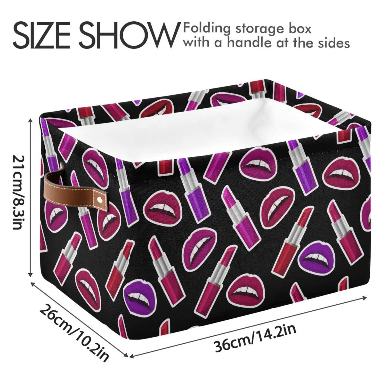 ALAZA Love Lipstick Lips Foldable Storage Box Storage Basket Organizer Bins with Handles for Shelf Closet Living Room Bedroom Home Office 1 Pack