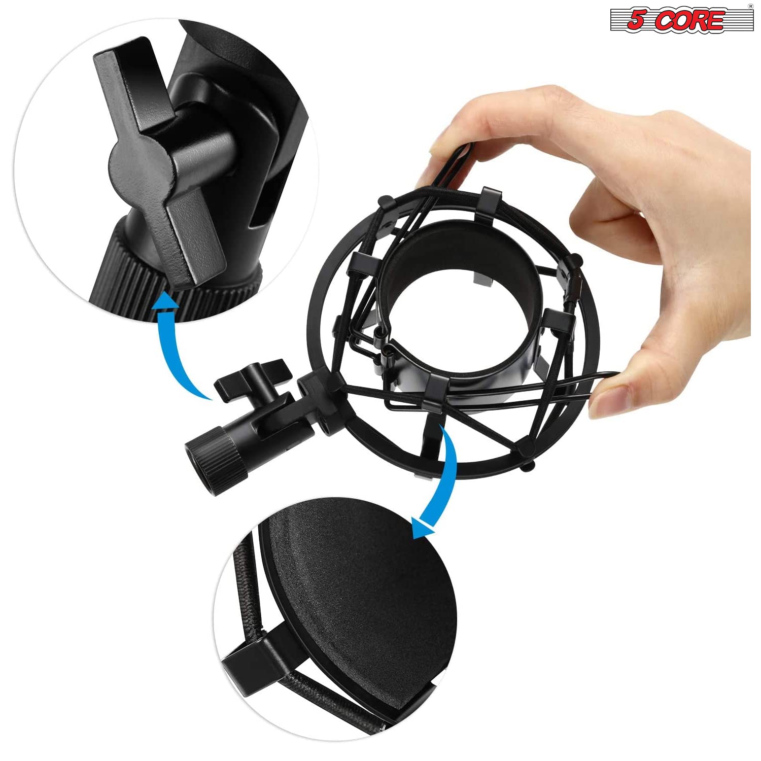 5 Core Mic Arm Adjustable Boom Microphone Stand Desk Mount Heavy Duty Brazo Para Microfono for Condenser Dynamic Mics - MS ARM BLK