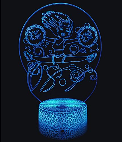 YTDZLTD Optical Illusion 3D Cheerleader Night Light 16 Colors Changing USB Power Remote Control Touch Switch Decor Lamp LED Table Desk Lamp
