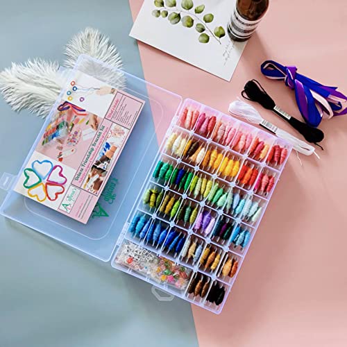 Friendship Bracelet String Kit - 276pcs Embroidery Floss and Accessories - Labeled with Thread Numbers for Cross Stitch Supplies, Embroidery, Cool String Art- Style for Teen or Girls