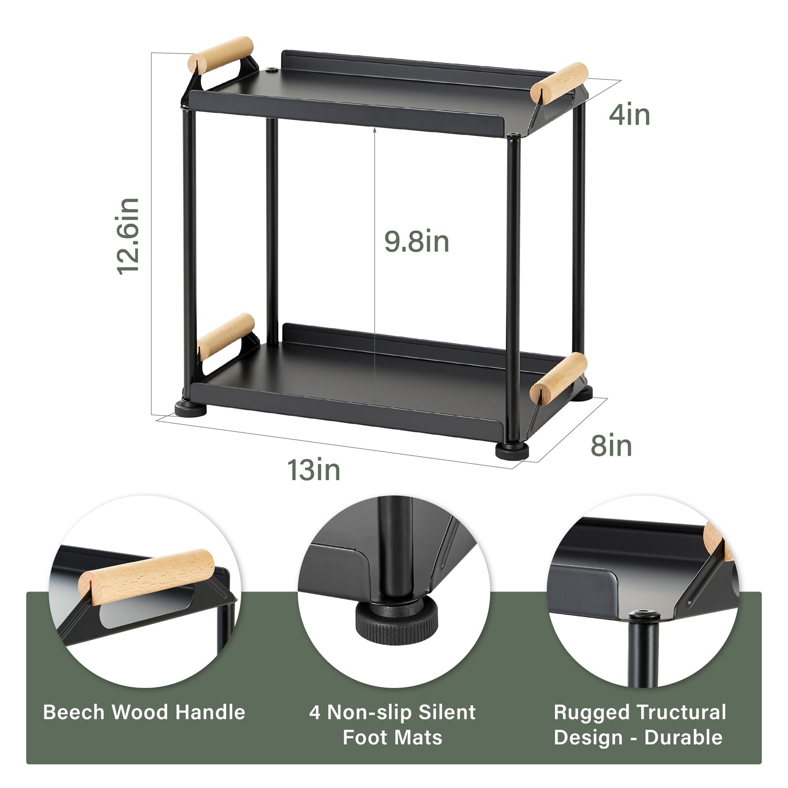 Aduanbang Bathroom Organizer Countertop, 2-Tier Bathroom countertop Organizer Storage Shelf Cosmetic Organizer Spice Rack for Bathroom, Kitchen, Living Room, Bedroom, Dressing Table, Black