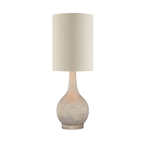 Catalina 31" Modern Hammered Metal Table Lamp with Hardback Linen Shade, Champagne