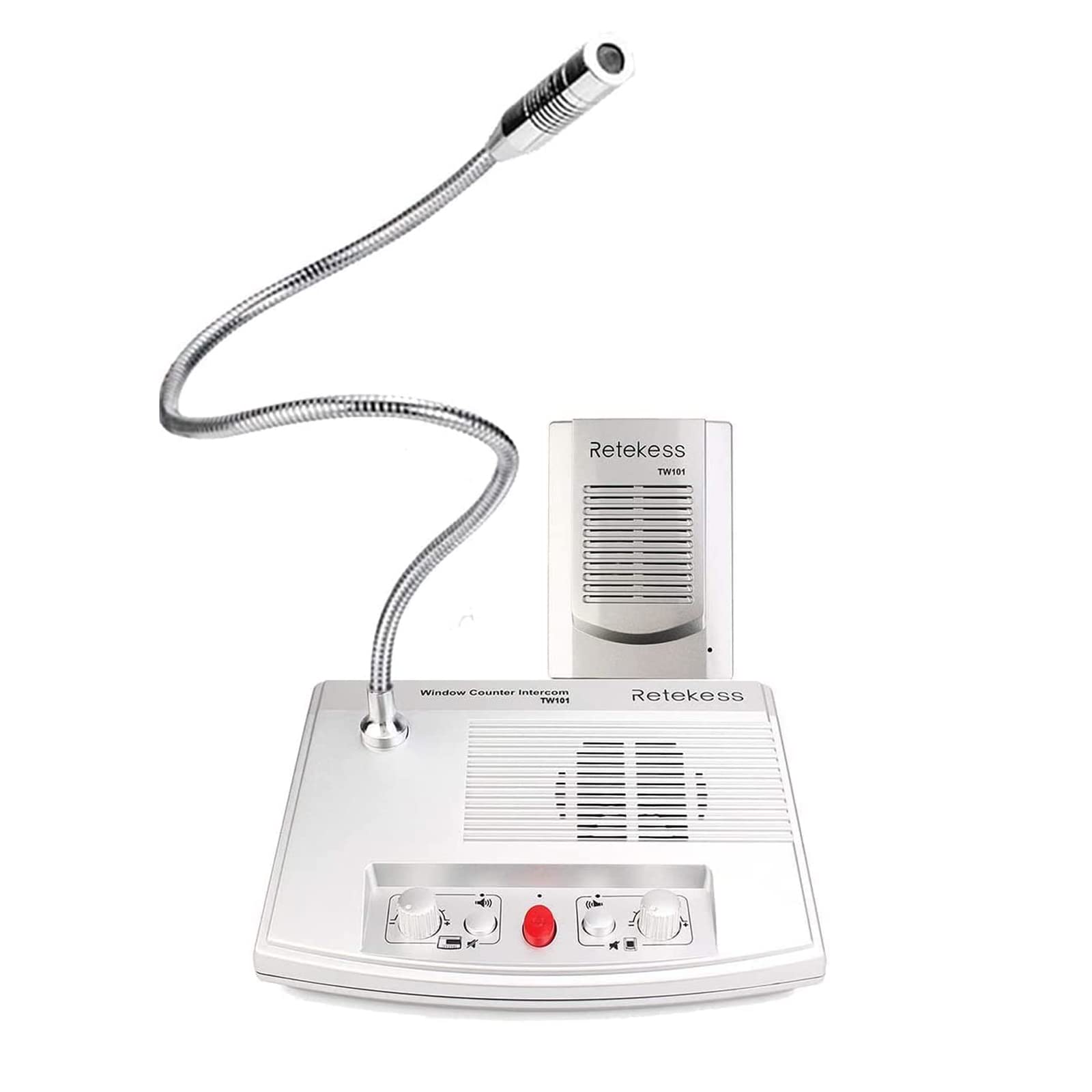 Retekess TW101 Window Speaker Support Mute, External Audio, Intercommunication Microphone for Business, Travel Agency, Hospital, School