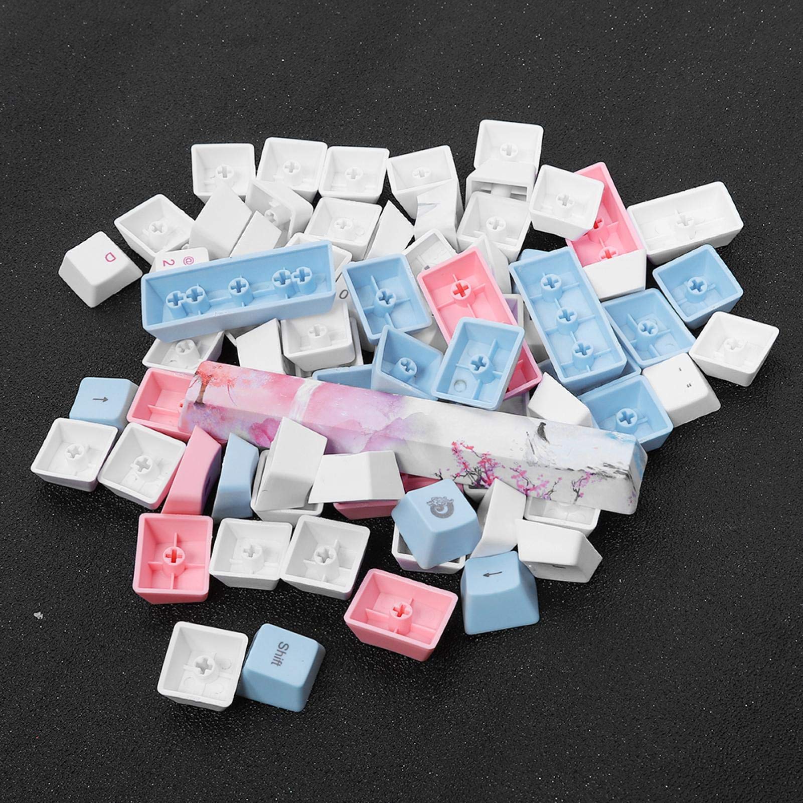 Richer-R PBT Keycaps Set, 73PCs Sublimation Keycaps PBT Mechanical Keyboard Accessory Five-Faced Dyed Anime Style, for MX Switches Mechanical Gaming Keyboard(73 keycap)
