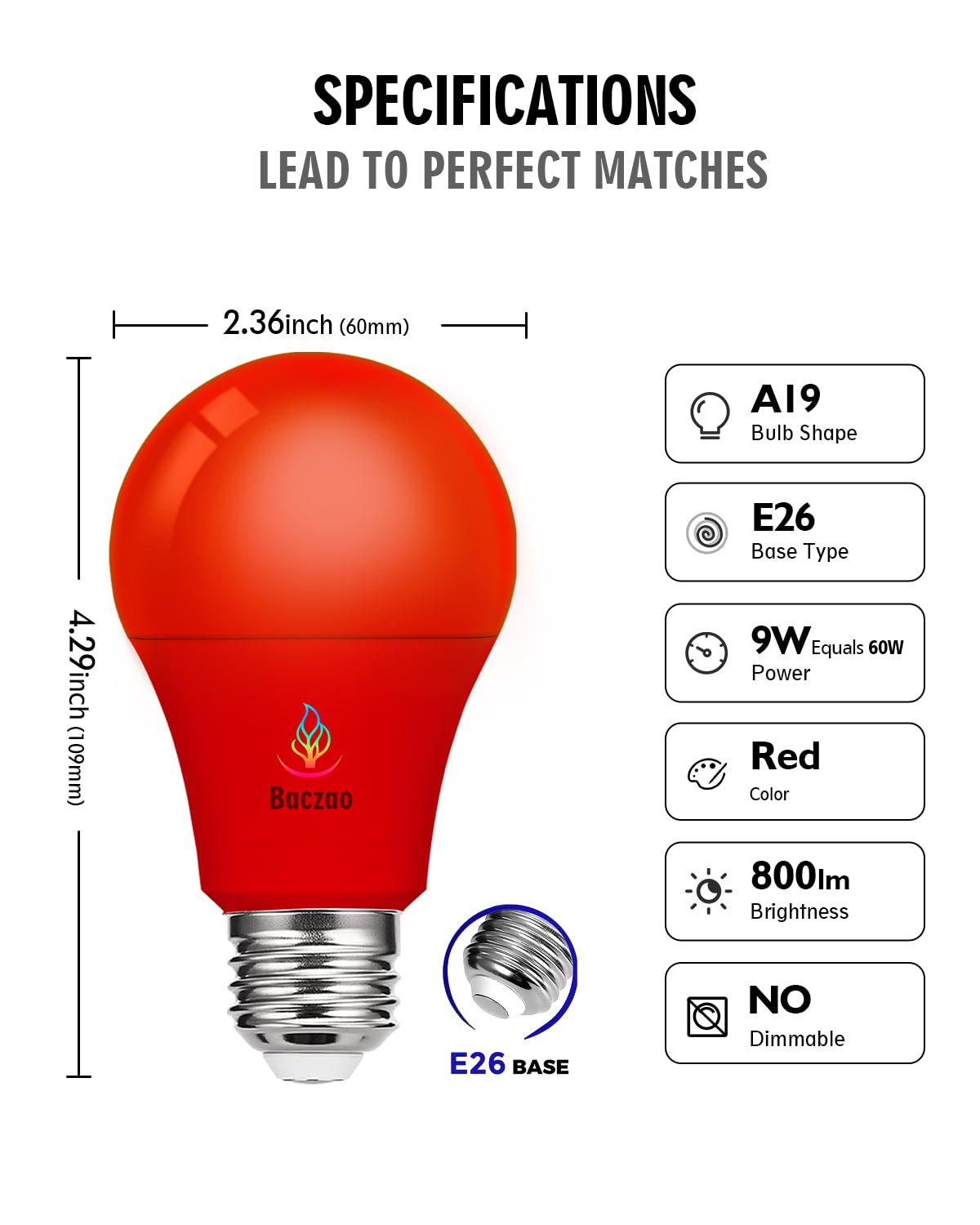 Red Light Bulb, 9W (60W Equivalent), E26 Base LED Red Bulb, Party Decoration, Porch, Home Lighting, Holiday Lighting, Decorative Illumination, Non-Dimmable, 2 Pack