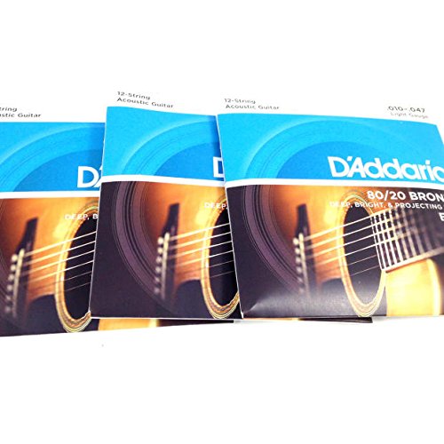 3-Pack D'Addario EJ36 12-String Bronze Acoustic Guitar Strings, Light, 10-47