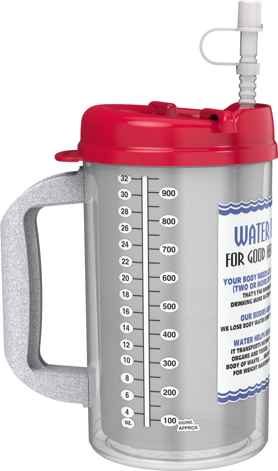 32 oz W.E. Insulated Cold Drink Hospital Mug with Red Lid - Water Essential Travel Mug