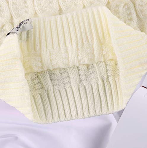 MODNTOGA Toddler Baby Boys Girls Knit Sweaters Cable Turtleneck High Collar Fall Winter Soft Warm Sweater Pullover Tops(White,2-3T)