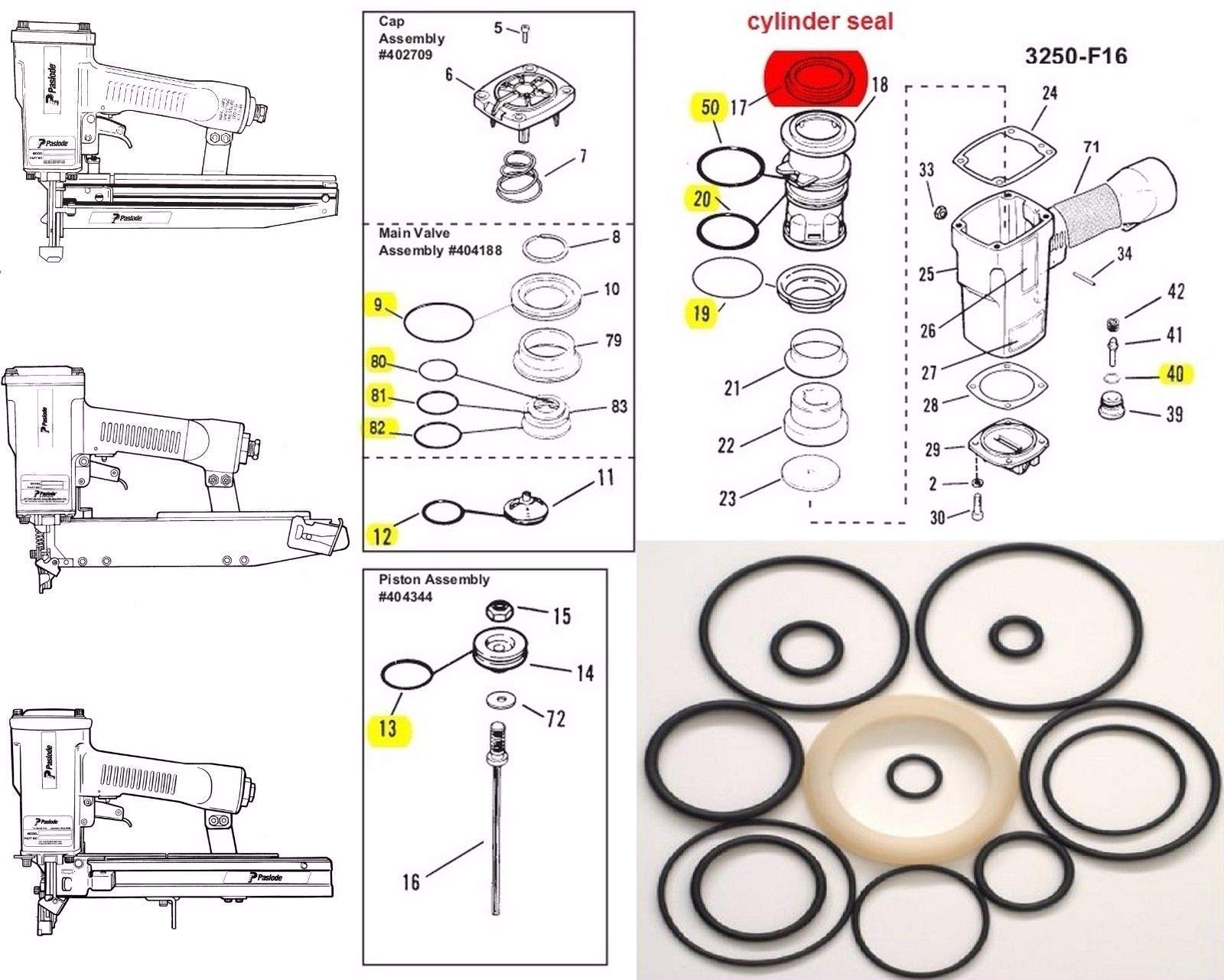 402725 O ring Cylinder Seal Kit for Paslode Finish Nailer 3250 3200 3150