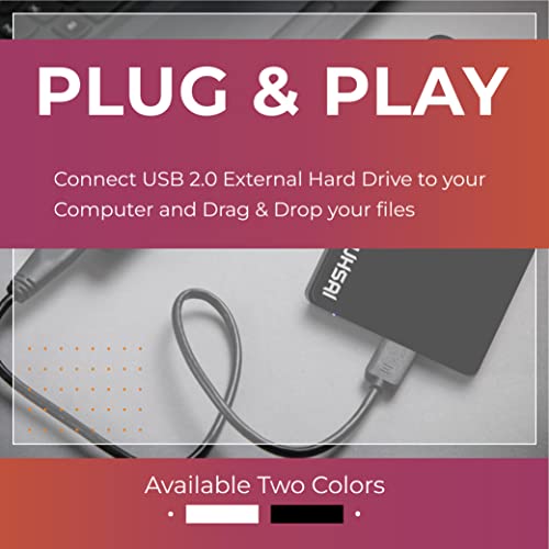SUHSAI External Hard Drive USB 2.0 Hard Disk Storage and Backup Portable Hard Drive Memory Expansion - Ultra Slim 2.5 inch HDD Compatible with PC, MAC, Laptop, Desktop, Chormebook (250GB, White)