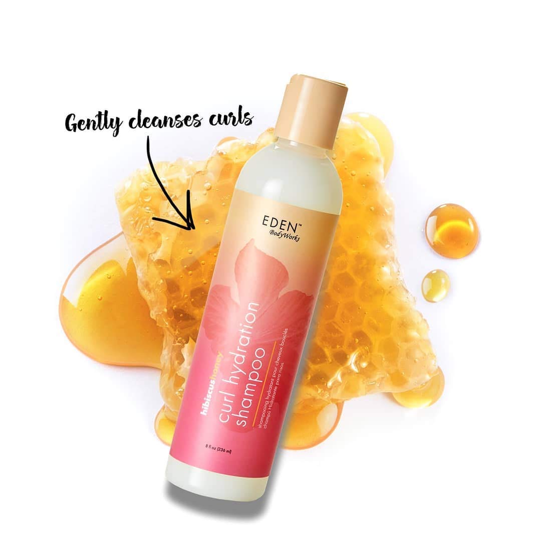 EDEN BodyWorks Hibiscus Honey Curl Hydration Shampoo | 8 oz | Glently Cleanse, Moisturize, Nourish & Soften Hair