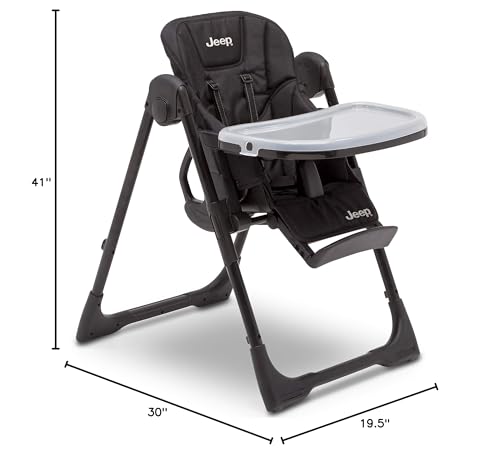 Jeep Classic Convertible 2-in-1 High Chair for Babies and Toddlers with Adjustable Height, Recline & Footrest - Dishwasher Safe Meal Tray, Midnight Black