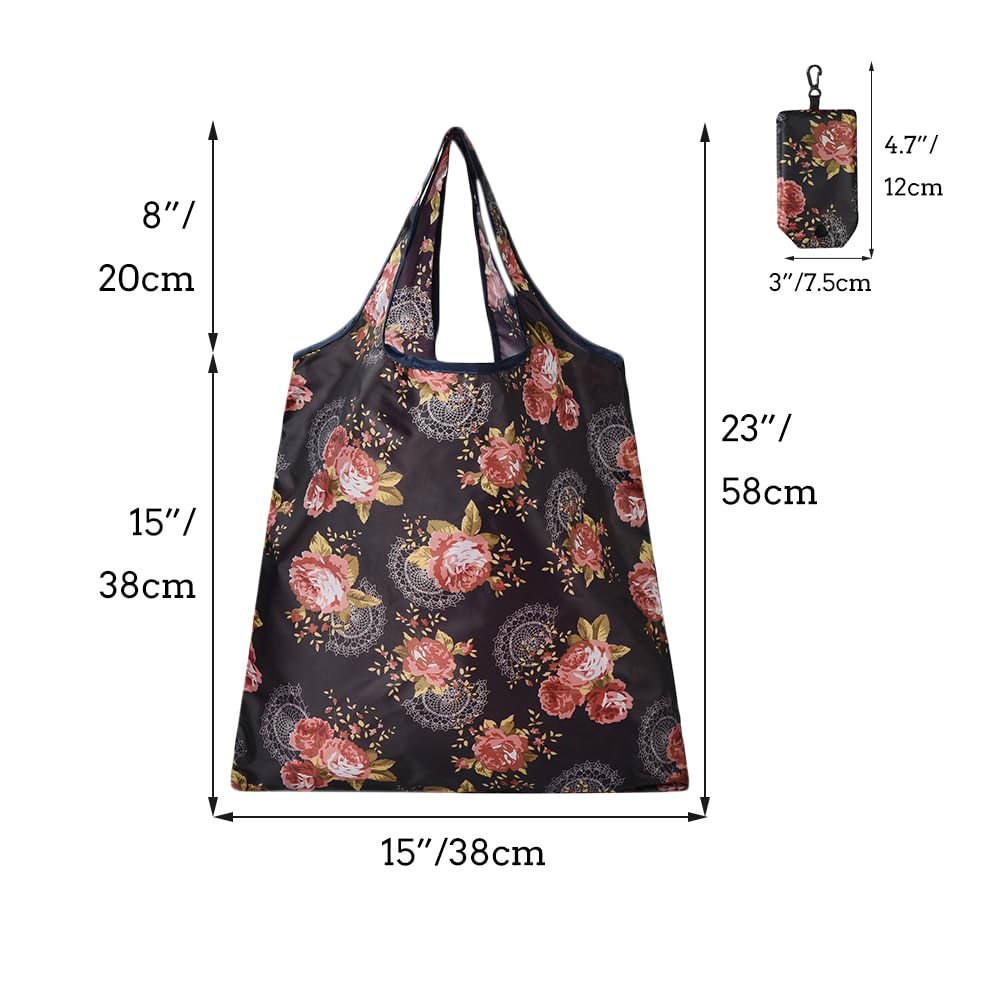 4 PCS Reusable Grocery Bags, Foldable Reusable Shopping Bags, Folding Cute Tote Bags for Grocery Shopping