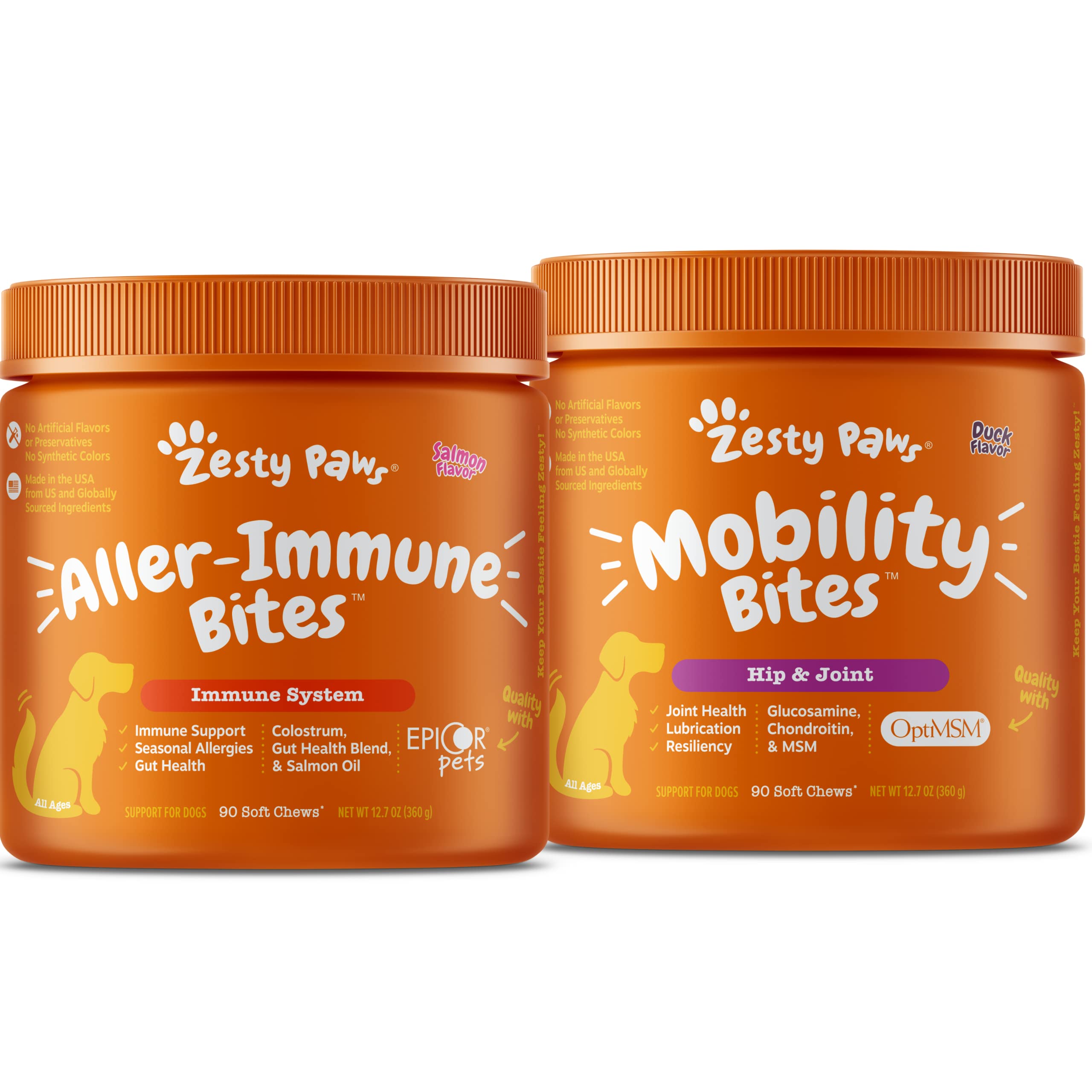 Allergy Immune Supplement for Dogs - with Omega 3 Wild Alaskan Salmon Fish Oil + Glucosamine for Dogs - Hip & Joint Health Soft Chews with Chondroitin & MSM