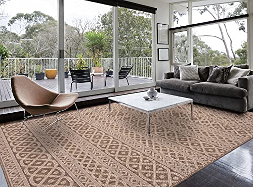RUGBUGGERY Indoor Outdoor Moroccan Boho Panel Area Rug for Patio, Living Room, Bedroom, Kitchen 5.3x7.6 ft, Color: Natural Neutral (Washable, Bohemian, Non Shedding, Stain Resistant, Fade Resistant)