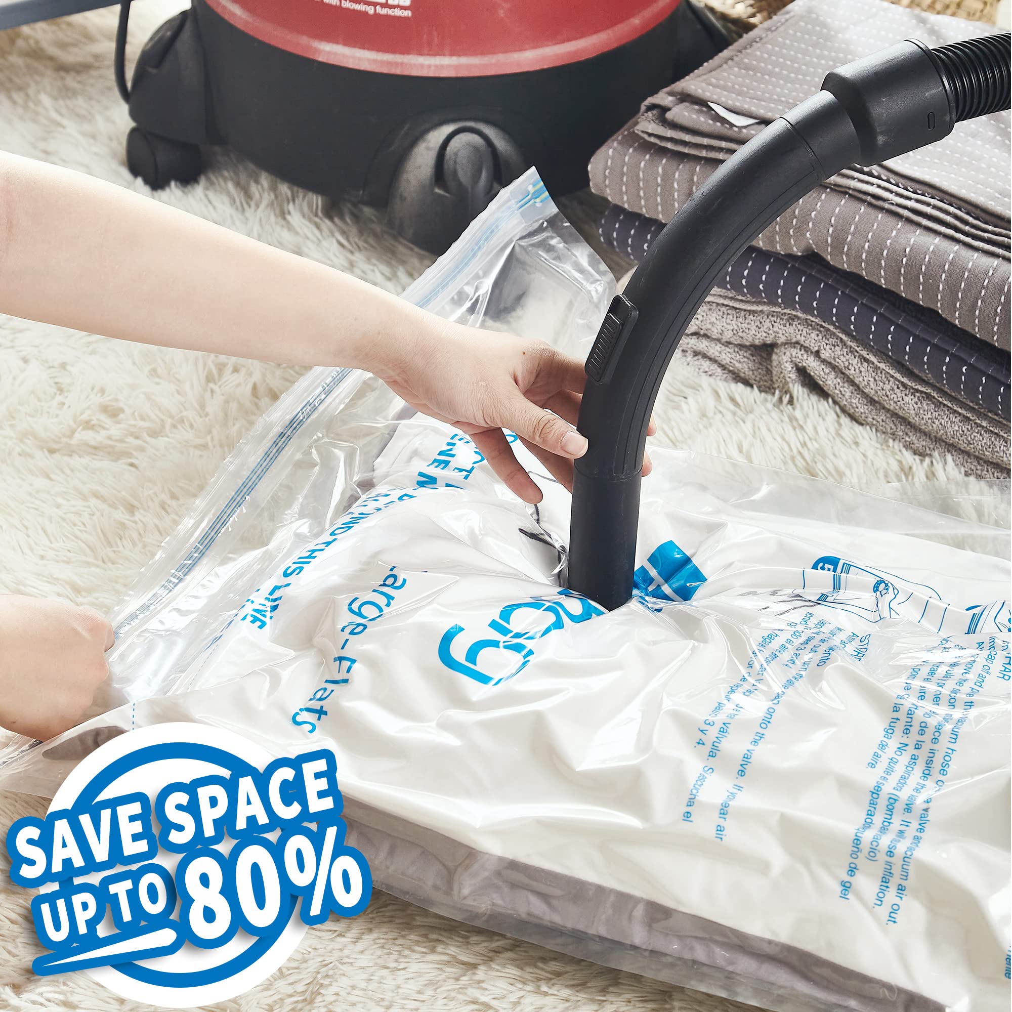 HIBAG Vacuum Storage Bags, Space Saver Vacuum Seal Storage Bags 20-Pack Sealer Bags for Clothes, Clothing, Bedding, Comforter, Blanket (20C)