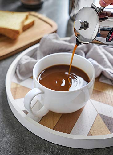 Sweese Porcelain 22oz Large Coffee Mugs Set of 4 - Soup Mug with Handles - Perfect for Hot Chocolate - Microwave Safe - White