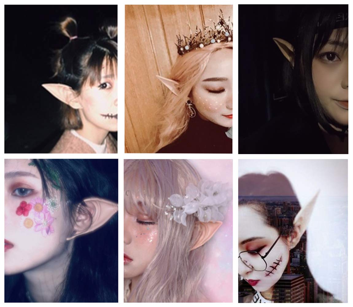 Kbraveo 8 Pairs Fairy Pixie Elf Ears, Latex Elf Ear,Soft Pointed Goblin Ears, Cosplay Ears for Cosplay Halloween Christmas