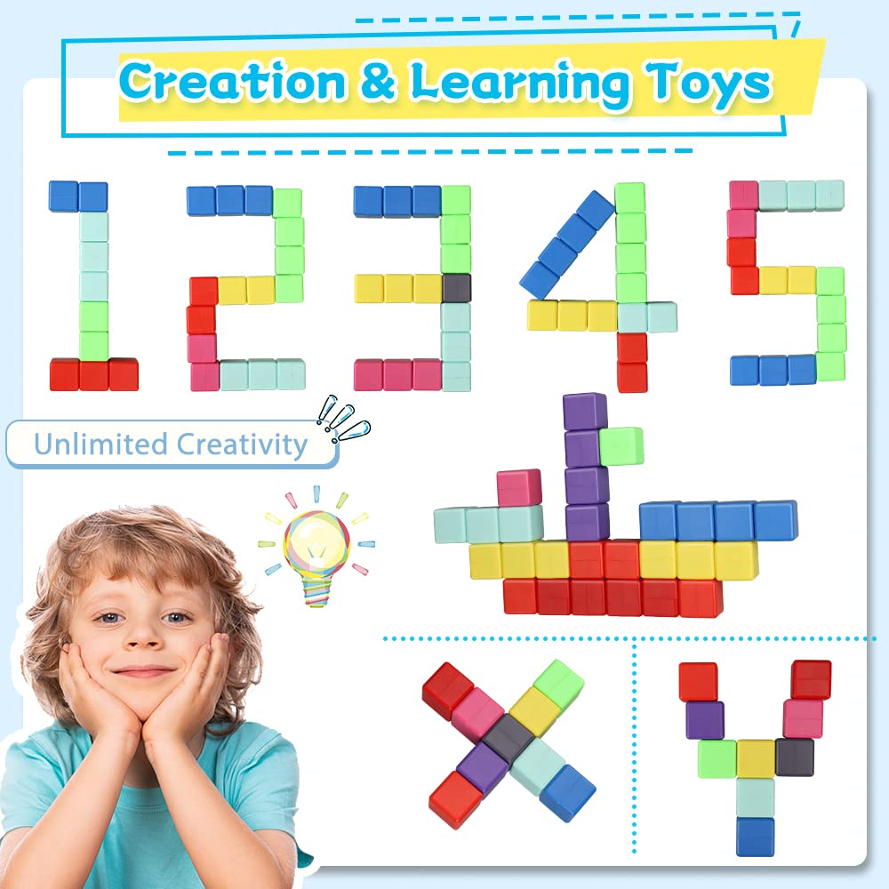 Dilabnba Large Magnetic Block for Kids Toddler, 1.26 Inch Jumbo Magnet Cube Science Kit Building Set, Preschool STEM Educational Learning Creativity Magnet Toys(18PCS)