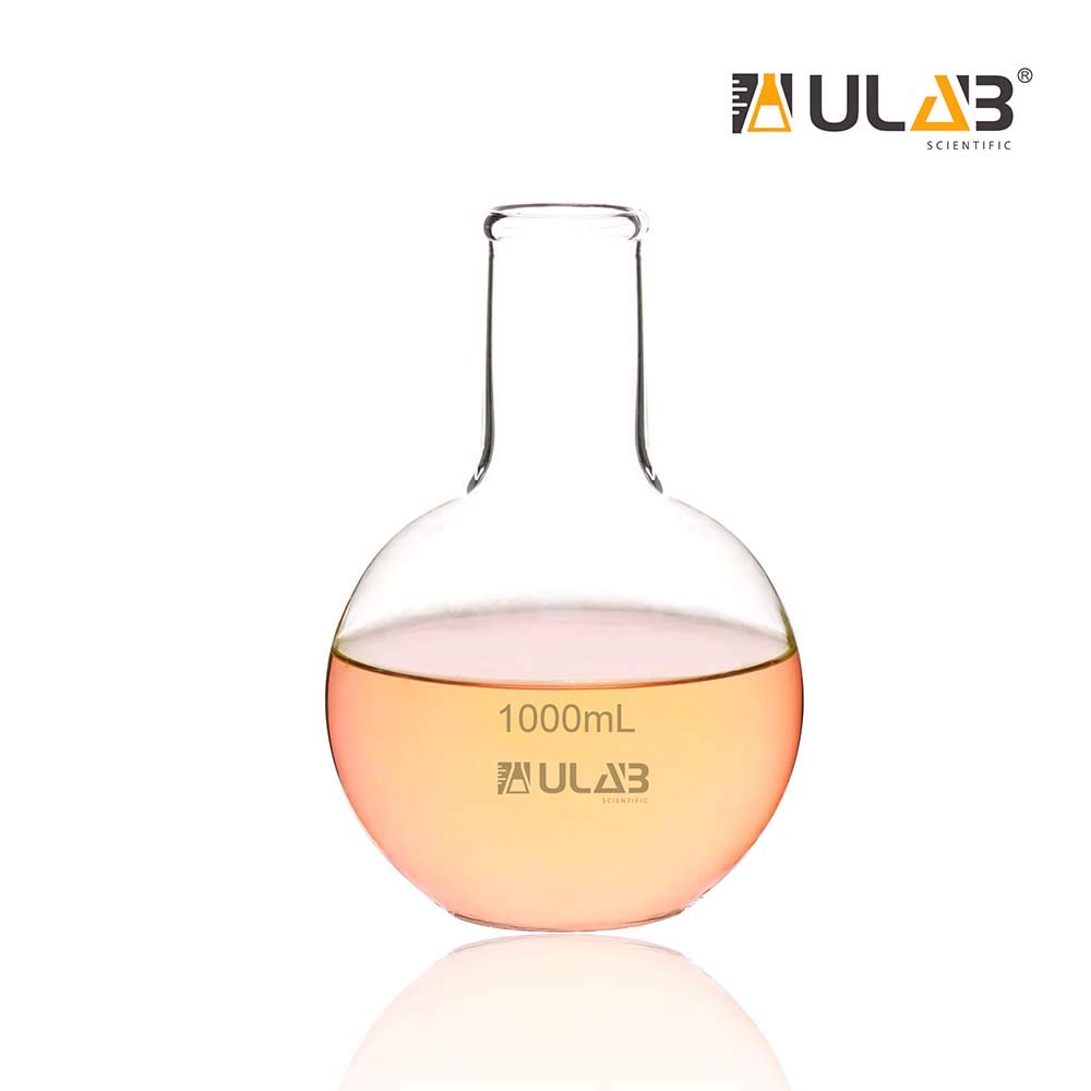 ULAB Boiling Flask of Flat Bottom, Vol.1000ml, Borosilicate 3.3 Glass Material, UBF1003