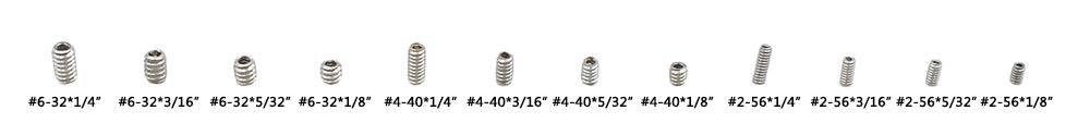HVAZI #2-56#4-40#6-32 UNC Stainless Steel Internal Hex Drive Cup Point Set Screws Assortment Kit