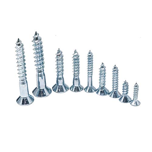 T.K.Excellent Wood Screw Phillips Flat Head #4#6#8#10#12 Screws Assortment Kit,1050 Pcs