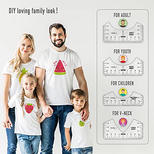FINFINLIFE 11 Pcs Tshirt Ruler Guide for Vinyl Alignment, High Quality Shirt Ruler for Vinyl Alignment, V Neck, Tshirt Alignment Tool for Children Youth Adult Front and Back