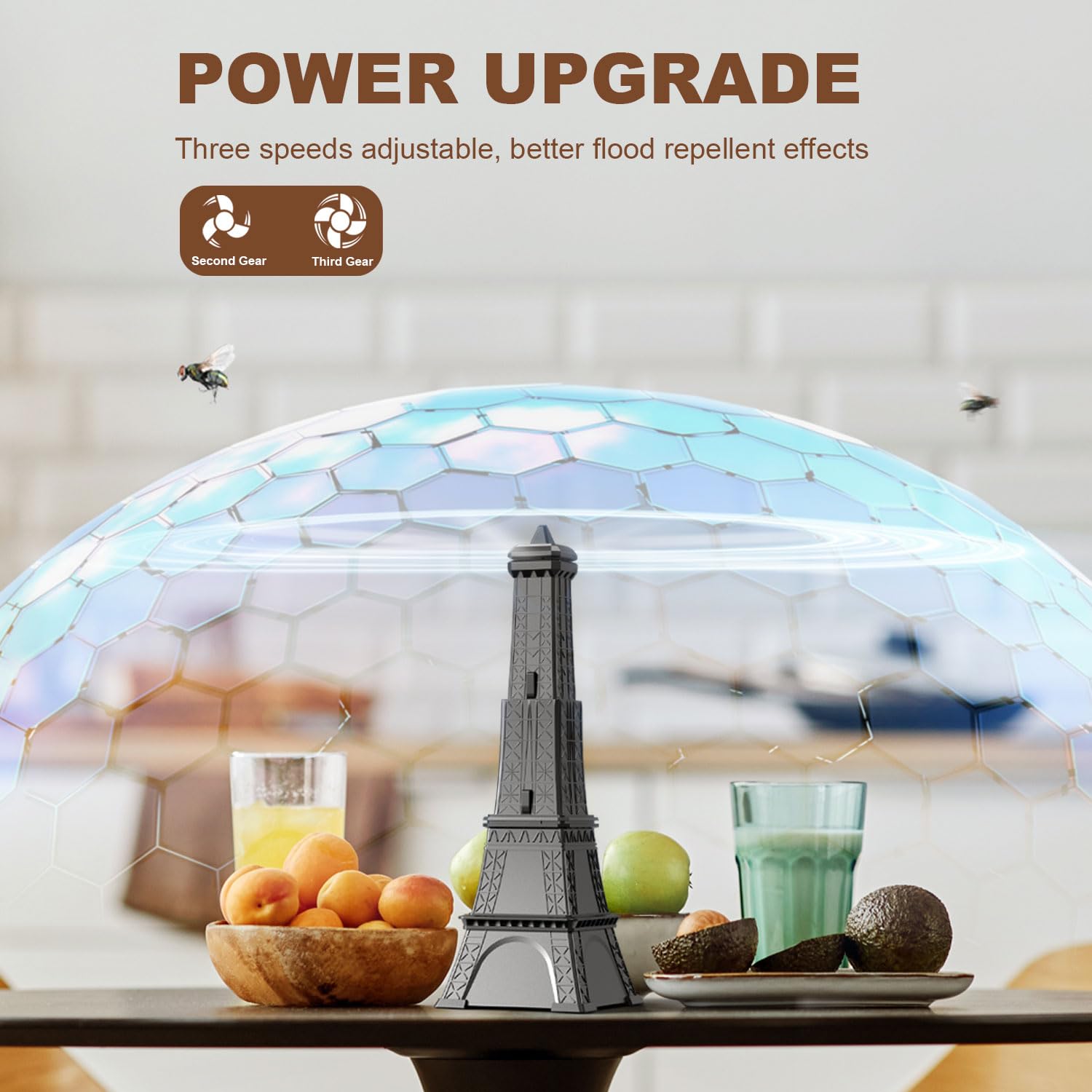 Fly Fans for Tables, 3 Pcs Foldable for Outdoor Tables, Fly Away Bug Repellent Fan Table Top Bug Repellent Fan with Holographic Blades for Outside or Inside Table use Restaurant Party Barbeque