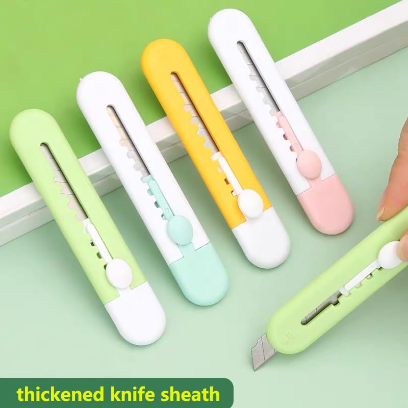 8 Pack Utility Knife Box Cutter Retractable Box Knife with Slide Lock 9mm Snap-Off Box Cutters Lightweight Razor Knife for Office, Home, Crafts, Hobby Use