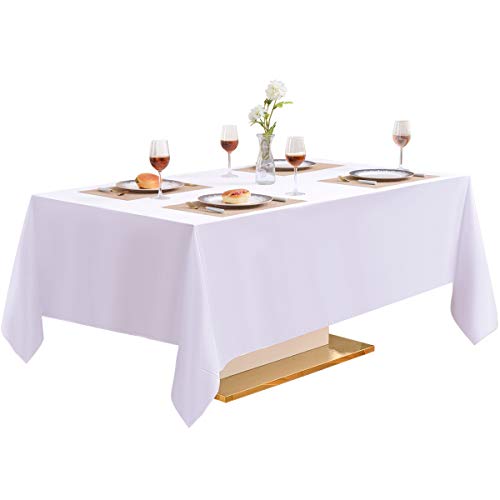 FURNLIK EVENTSDECO White Tablecloth Rectangle Table Cloth Polyester 60x84 Wrinkle Resistant, Stain Resistant Table Cloths for Banquet Vendor Wedding Buffet and Party