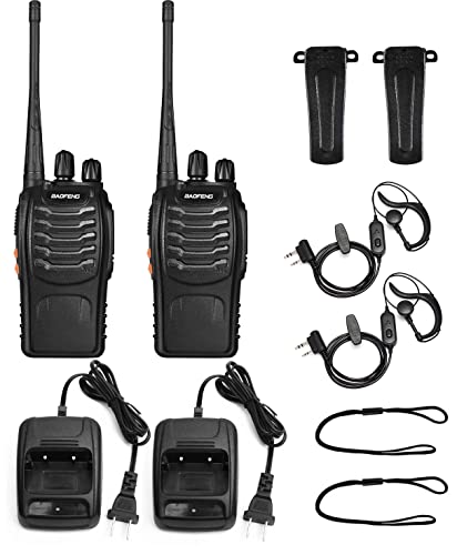 BaoFeng Walkie Talkies BF-888S Two Way Radio Long Range Rechargeable,Portable 2 Way Radio,Handsfree Walkie Talkie for Adultswith Flashlight Li-ion Battery and Charger(2 Pack)
