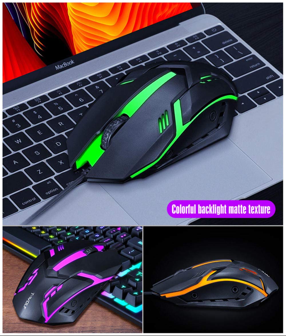 No/Brand Gaming Keyboard, Wired Keyboard with Mouse Combo, Gaming Player Kit with LED-Backlit Keyboard, Silent Gaming Mouse Kit for PC Laptops