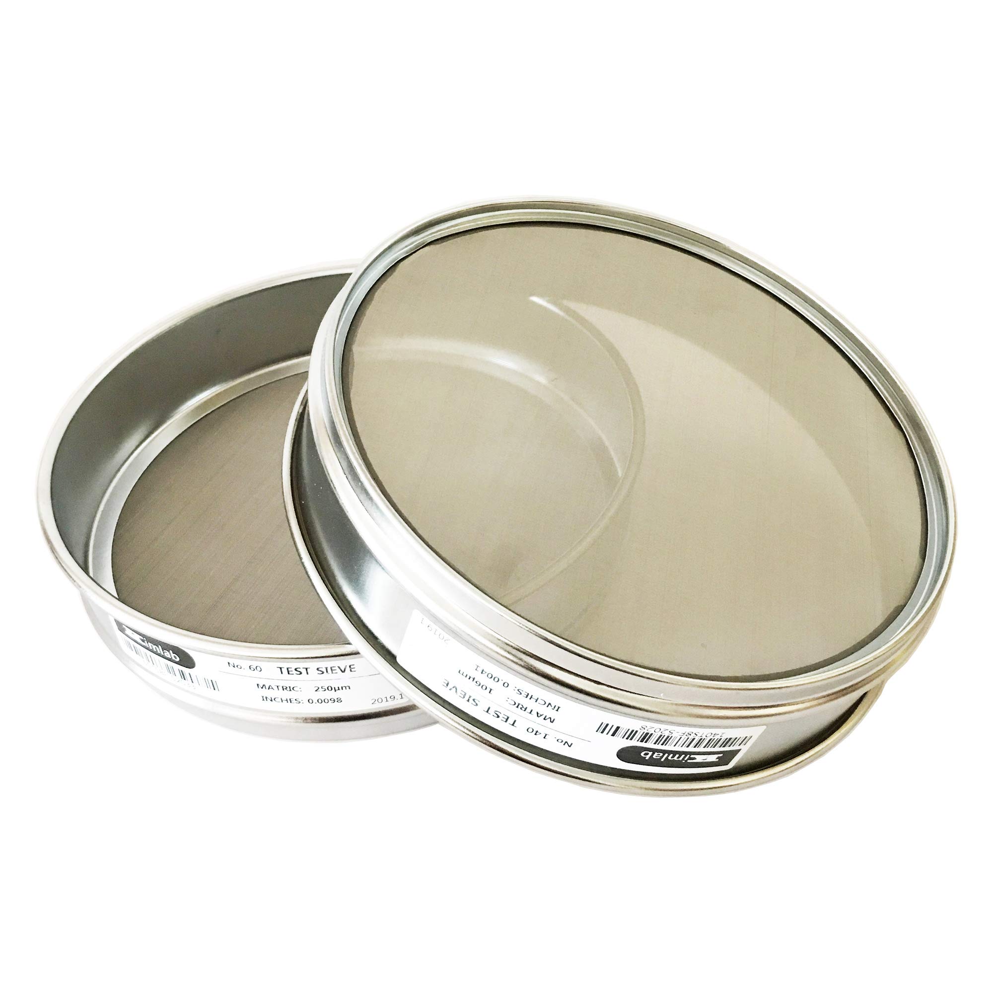 KimLab Economy Test Sieve #325 / 45μm Mesh Size,304 Stainless Steel Wire Cloth, 8" Diameter