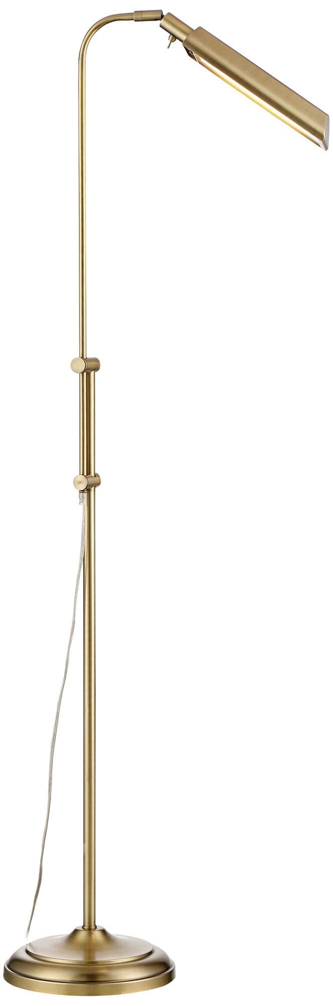 360 Lighting Culver Traditional Pharmacy Floor Lamp Standing LED Adjustable Height Plated 57" Tall Aged Brass Metal Shade Pole Light for Living Room Reading House Bedroom Home Decor
