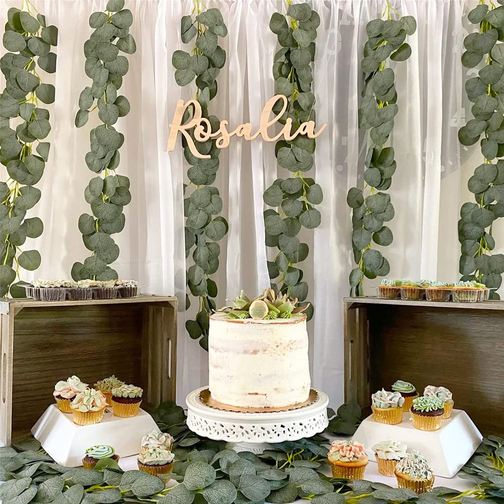 CEWOR 6pcs 35.4ft Artificial Eucalyptus Garland Greenery Garland Faux Silk Silver Dollar Eucalyptus Leaves Vines for Wedding Home Party Wall Garden Decor