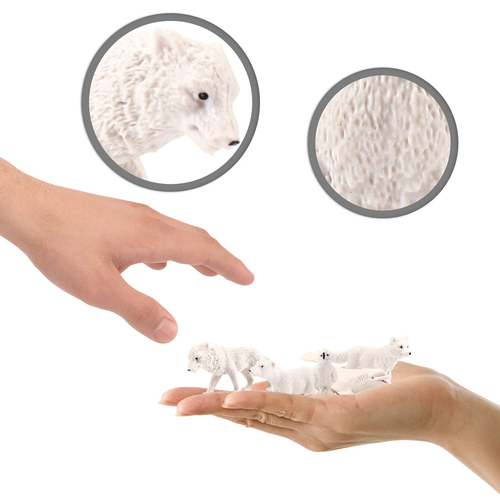 Realistic Mini Arctic Animal Figures Toy Polar Animals Figurines Toy Playset with Polar Bear Snowy Owl Seals White Fox Beluga Wolf Cognitive Toys for Kids Toddlers 6PCS