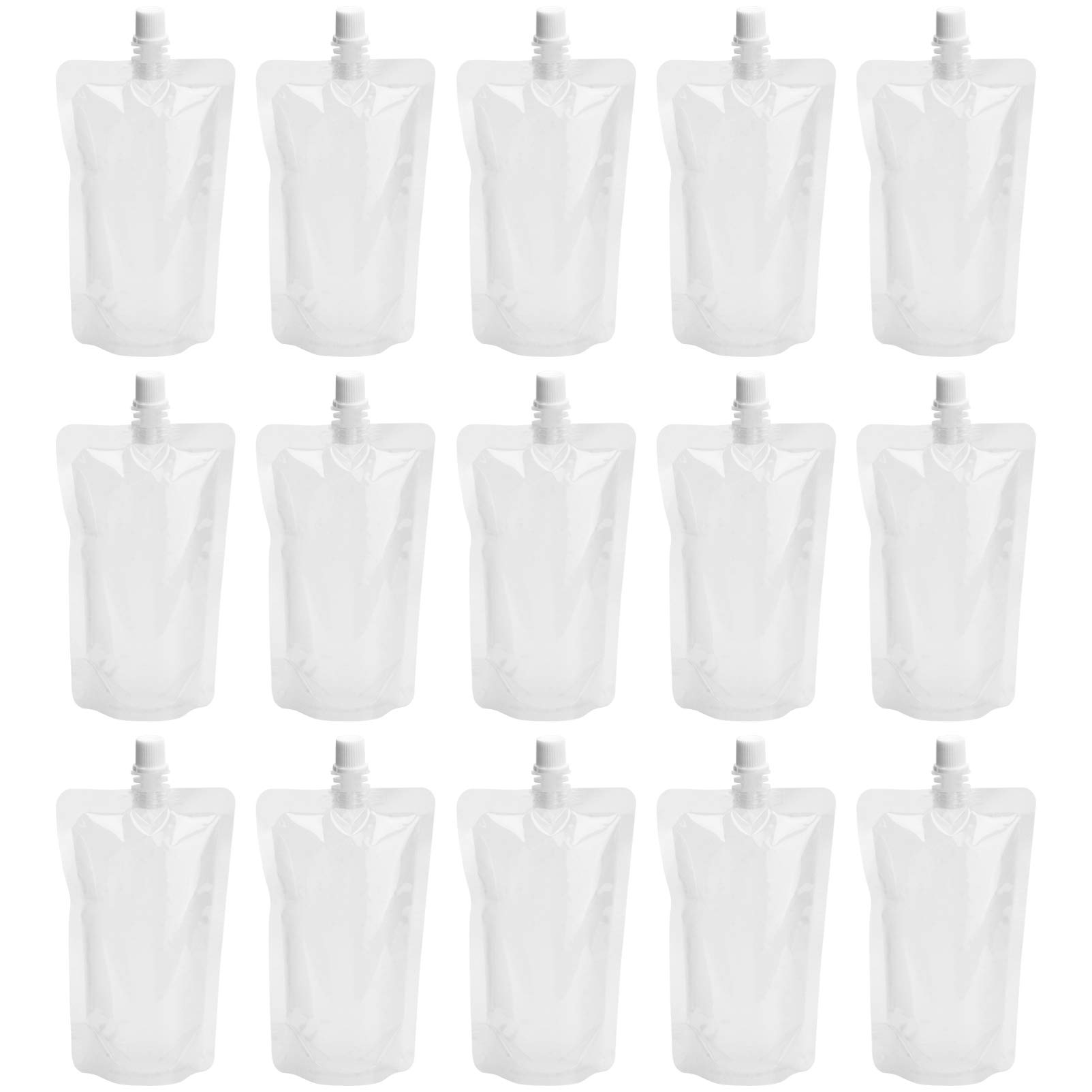 50pcs Plastic Pouch 8.8 Oz Drinks Flasks Disposable Drink Container Take out Beverage Juice Bags Reclosable for Travel Outdoor