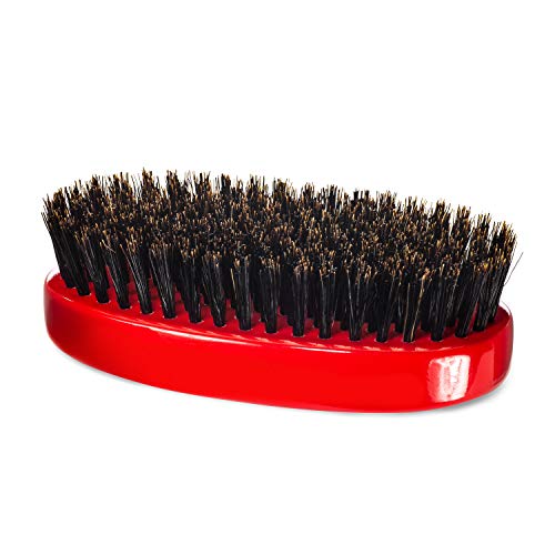 Torino Pro Wave Brush #1000 - By Brush King - Medium Hard Oval Palm/Military 360 Waves Brush Red